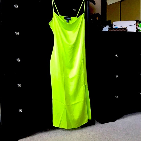 Wildfang | Dresses | Bp Wildfang Square Neck Satin Slipdress Lime Green ...